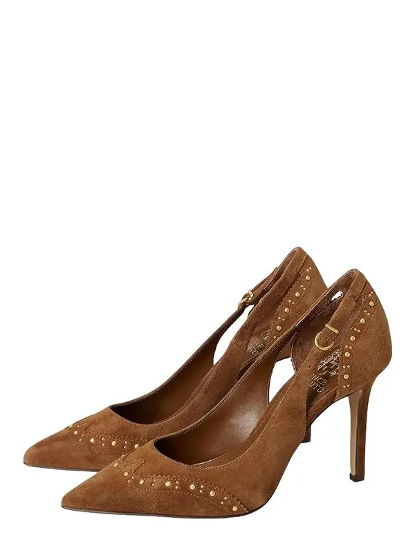 Vince Camuto Hally Studded Cut-out Pump Shoes - Brown