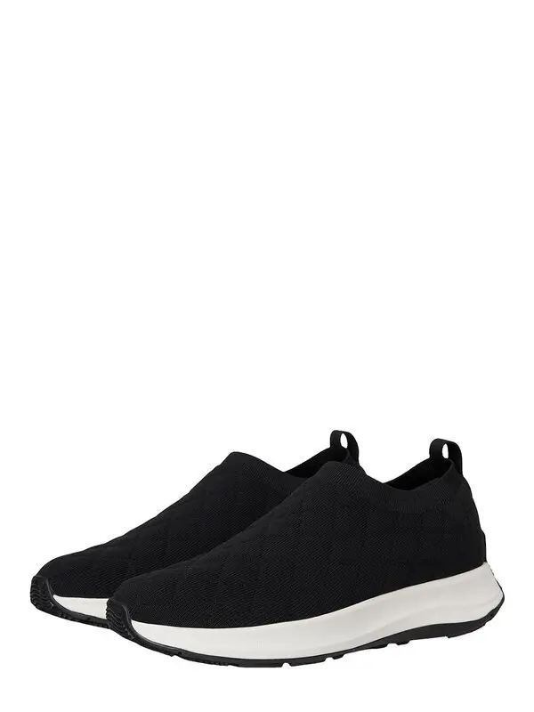 Fitflop F-mode Flow Quilted Knit Slip-on Sneakers - Black