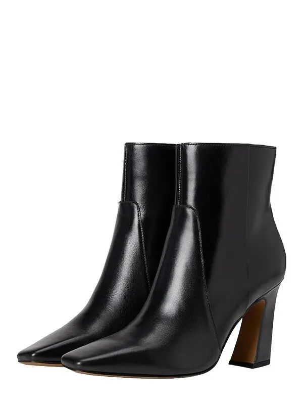 Vince Camuto Bayla Croc Embossed Pointed Toe High Heel Ankle Boots - Black