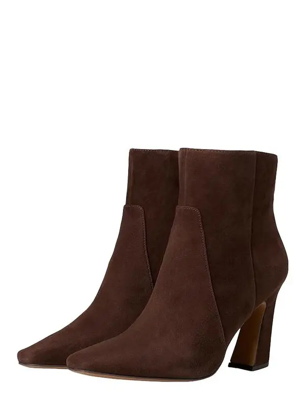 Vince Camuto Bayla Croc Embossed Pointed Toe High Heel Ankle Boots - Brown