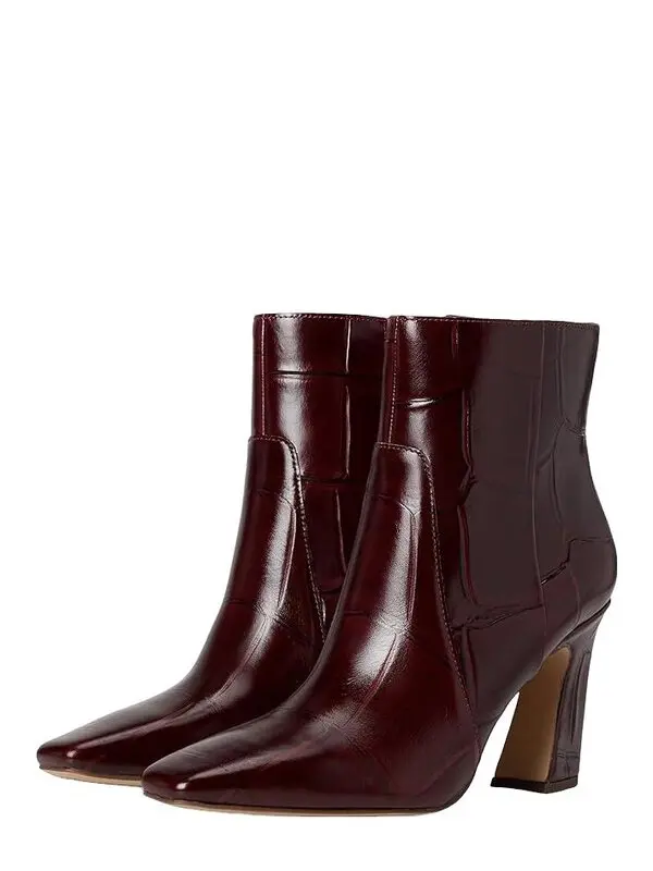 Vince Camuto Bayla Croc Embossed Pointed Toe High Heel Ankle Boots - Purple