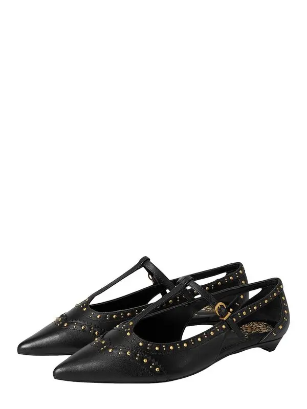 Vince Camuto Valkie Studded Kitten Heel T-strap Flat Mule - Black