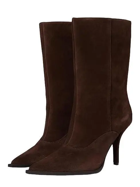 Vince Camuto Presca Suede Mid-calf Stiletto Boots - Brown