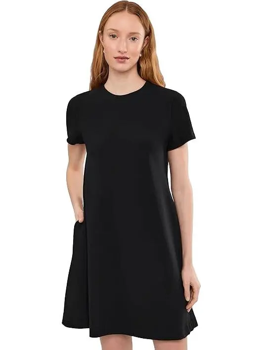Vince Bias Short Sleeve Dress - Black