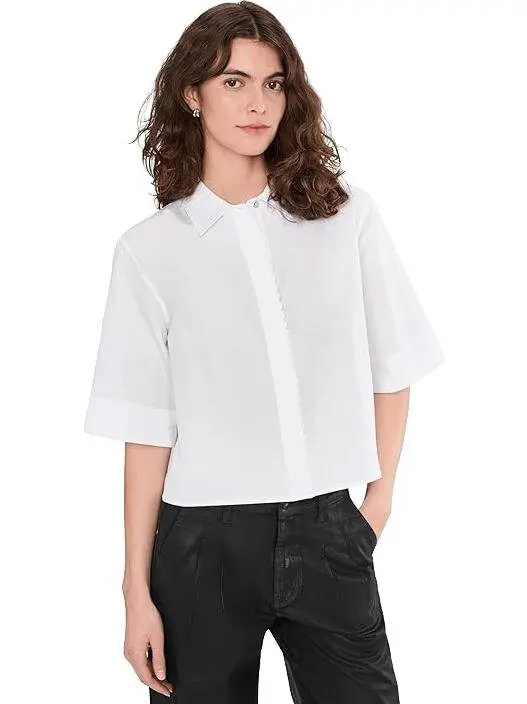 Vince Scallop Detail Short Sleeve Shirt - White