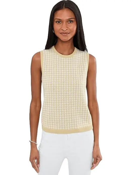 Vince Gingham Taneck Sweater Tank - Bone