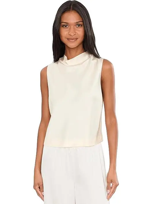 Vince Cropped Cowl Neck Top - Beige
