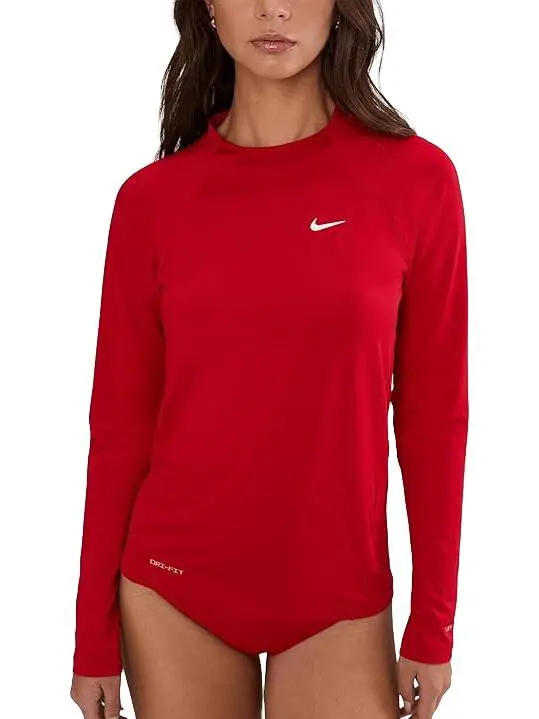 Nike Dri-fit Uv Long Sleeve Hydroguard Swimwear - Red