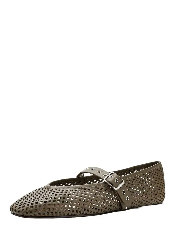 Madewell Remy Overlasted Mary Jane Perf Dress Flats - Olive