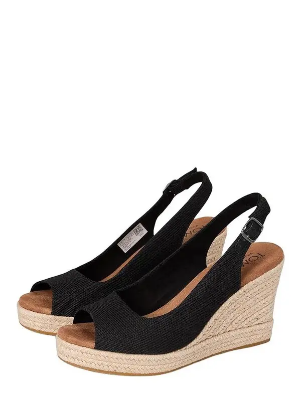 Toms Camilla Espadrille Wedge Slingbacks - Black