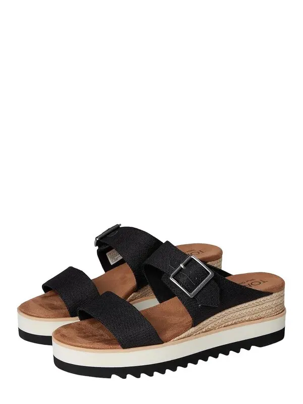 Toms Diana Mule Wedge Sandals With Buckle Detail - Black