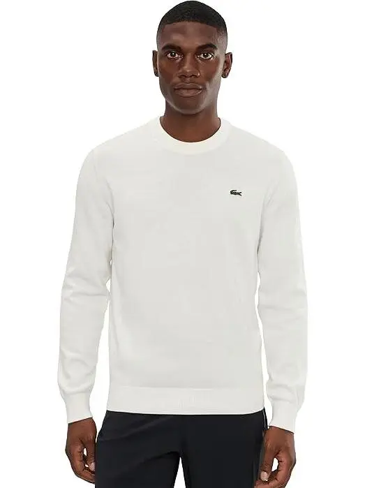 Lacoste Monochrome Crew Neck Cotton Sweater - White
