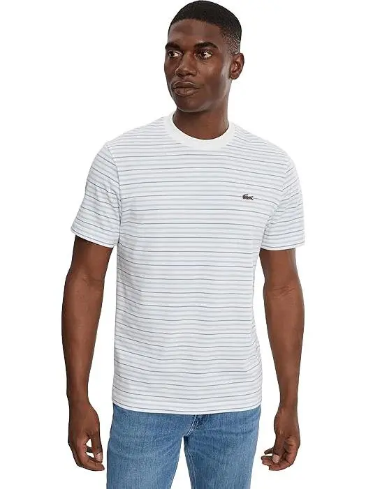 Lacoste Striped Cotton T-shirt T Shirt Blackbird - Blue