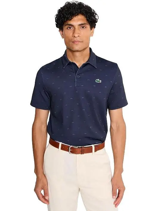 Lacoste Regular Fit Printed Golf Polo Shirt Clothing Flour/sinople - Blue