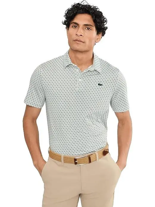 Lacoste Regular Fit Printed Golf Polo Shirt Clothing White - Gray