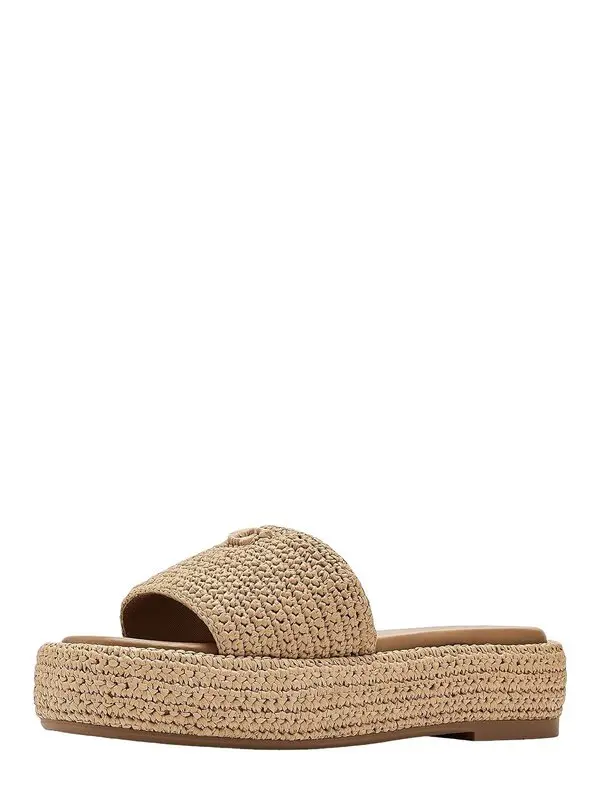 COACH Sculpted C Raffia Flatform Slides - Gray