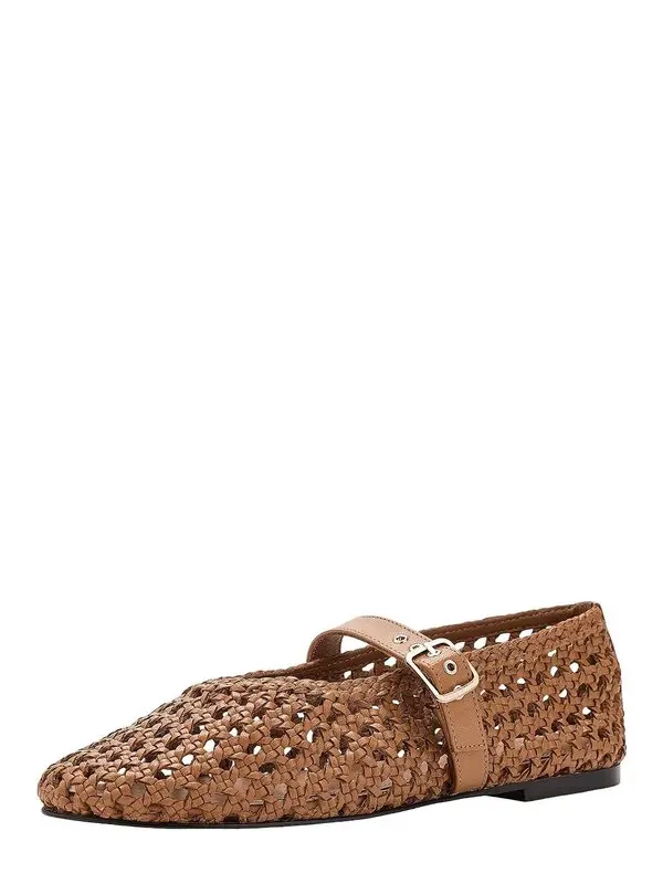 Madewell Remy Grommet Mary Jane Open Weave Flats - Brown