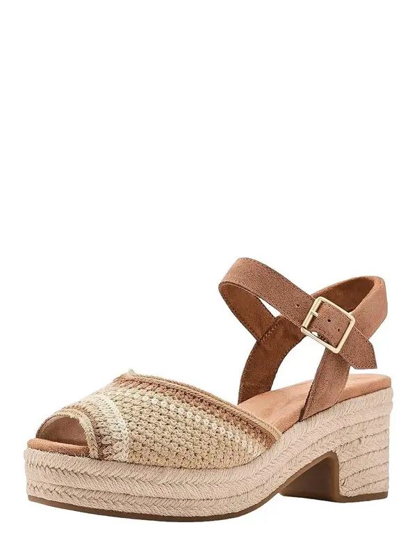 Toms Isla Peep Toe Platform Sandals - Brown