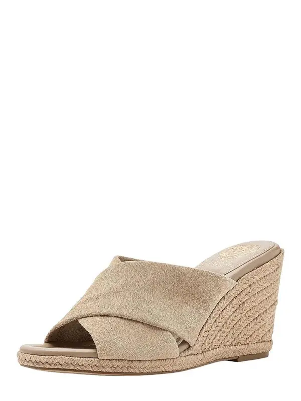 Vince Camuto Fisella Cross Band Espadrille Wedge Sandals - Beige