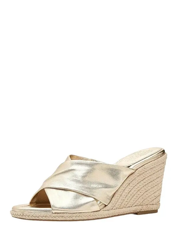 Vince Camuto Fisella Cross Band Espadrille Wedge Sandals - Gold