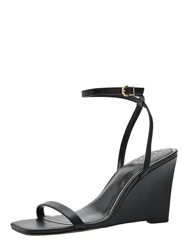 Vince Camuto Ambee Ankle Strap Wedge Sandals - Black