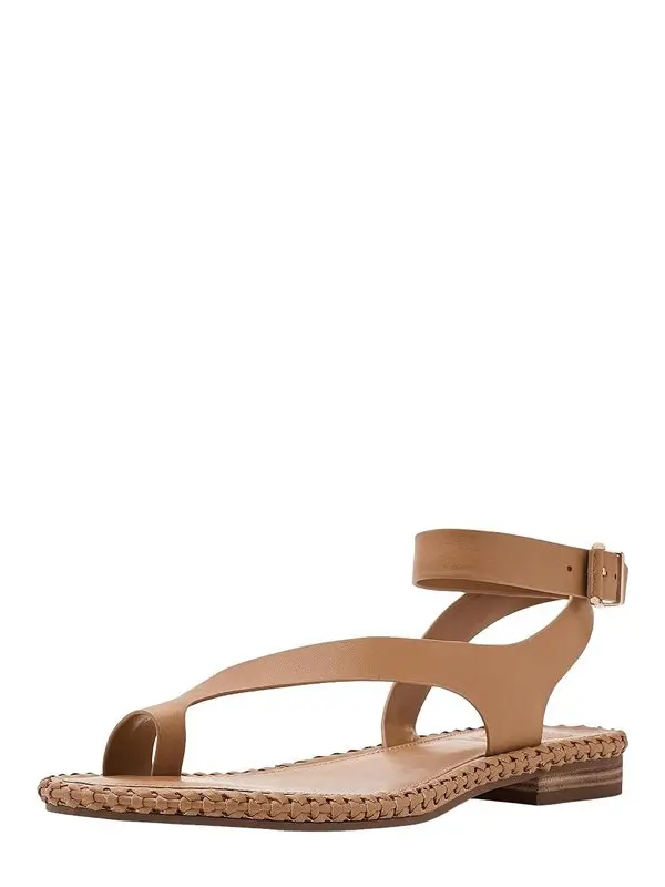 Vince Camuto Libahs Ankle Strap Toe Loop Flat Sandals - Brown
