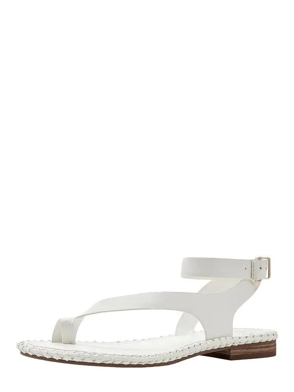 Vince Camuto Libahs Ankle Strap Toe Loop Flat Sandals - White