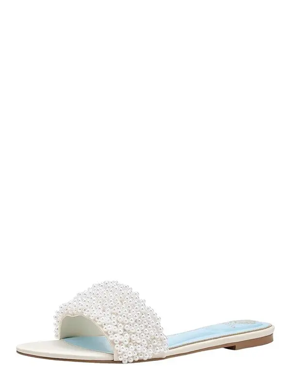 Vince Camuto Balea Embellished Beaded Band Flat Sandals - Bone