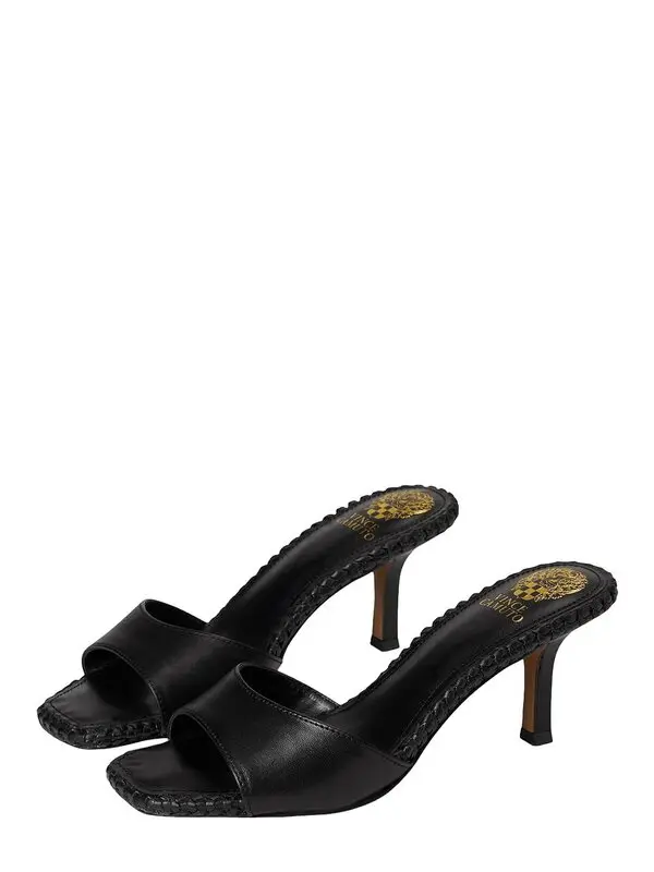 Vince Camuto Emmla Stitched Square Toe Mule Sandal - Black