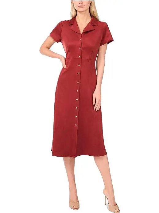 Vince Camuto Button Down Midi Dress - Red