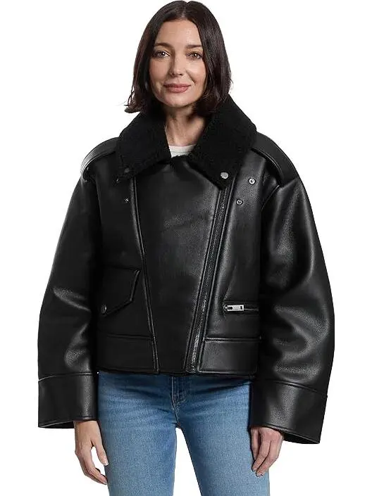UGG Finnian Luxefluff Moto Jacket - Black