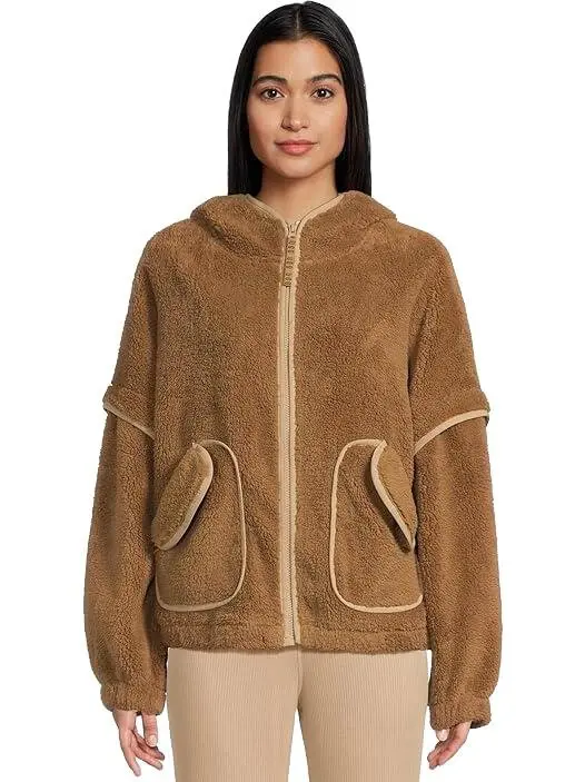 UGG Mariella Fluff Zip Hoodie Sweatshirt - Brown