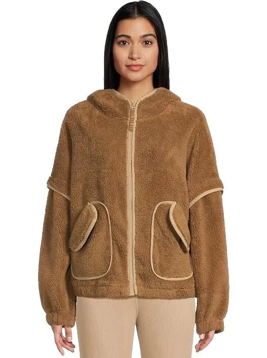 UGG Mariella Fluff Zip Hoodie Sweatshirt - Brown