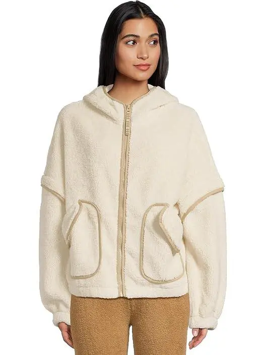 UGG Mariella Fluff Zip Hoodie Sweatshirt - White