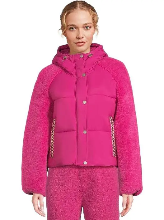UGG Mykah Braid Puffer Jacket With Hood - Pink