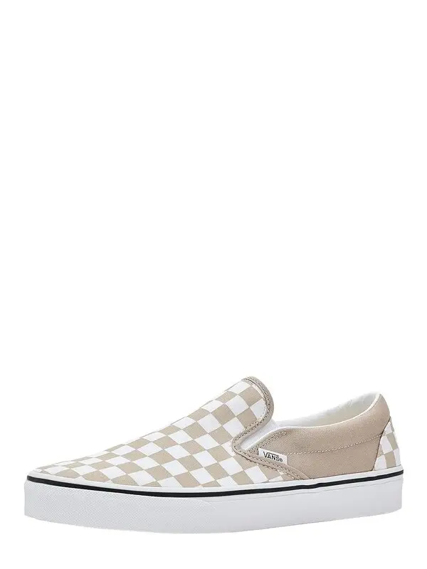 VANS Classic Slip-on Checkerboard Athletic Shoes - White