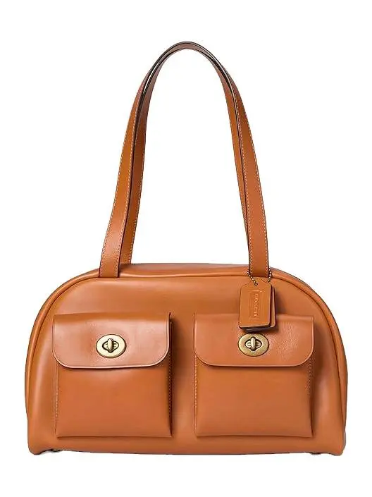 COACH Twin Turnlock Bag Shoulder Handbags - Brown
