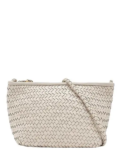 Madewell Woven Leather Crossbody Bag With Zip Closure - Bone