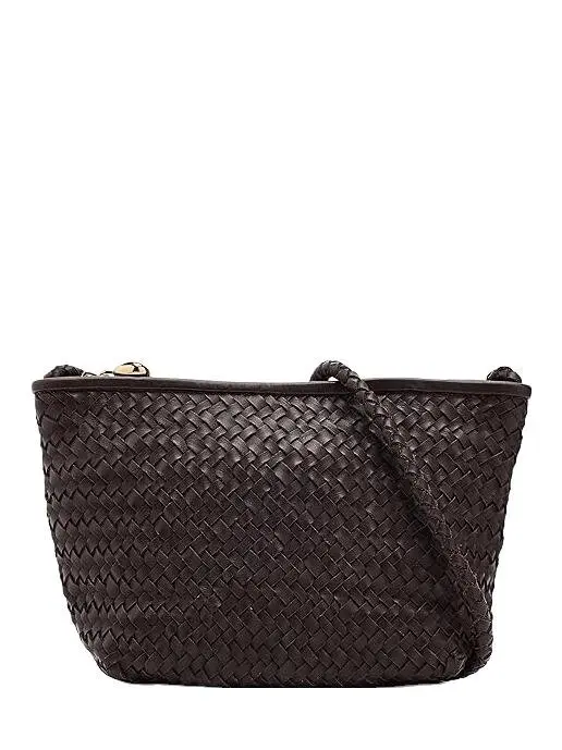 Madewell Woven Leather Crossbody Bag With Zip Closure - Brown