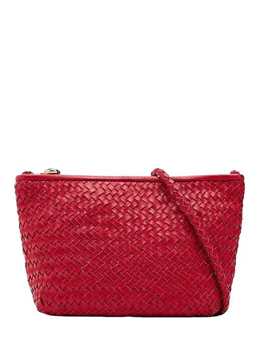 Madewell Woven Leather Crossbody Bag With Zip Closure - Red