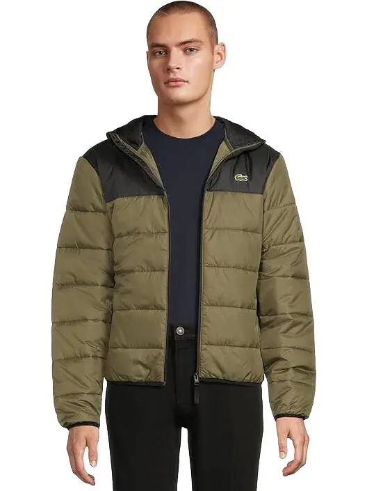 Lacoste Water-repellent Quilted Hooded Jacket - Black
