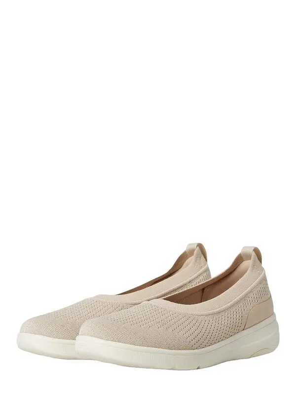 Fitflop Super-q Knit Ballet Flats Slip-on Dress Shoes - Bone