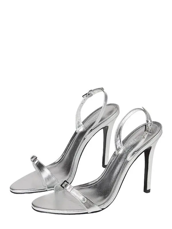 Schutz Aurora Slingback Stiletto Sandals In Metallic - Silver
