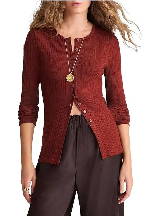 Madewell Texture Mockneck Cardigan - Burgundy
