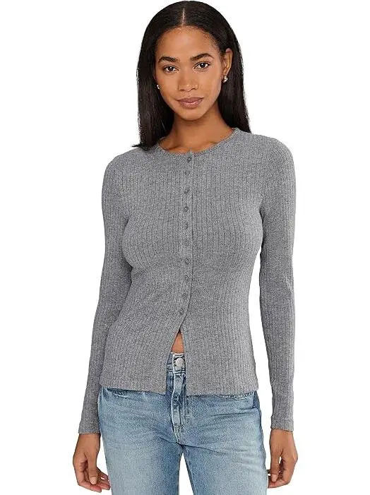 Madewell Texture Mockneck Cardigan - Gray