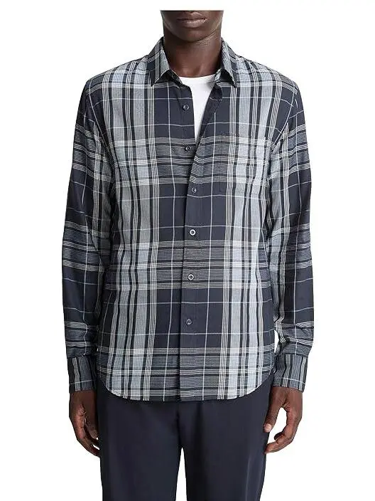 Vince Dunluce Plaid Separate Placket Long Sleeve Shirt Clothing Coastal/blanco - Multi