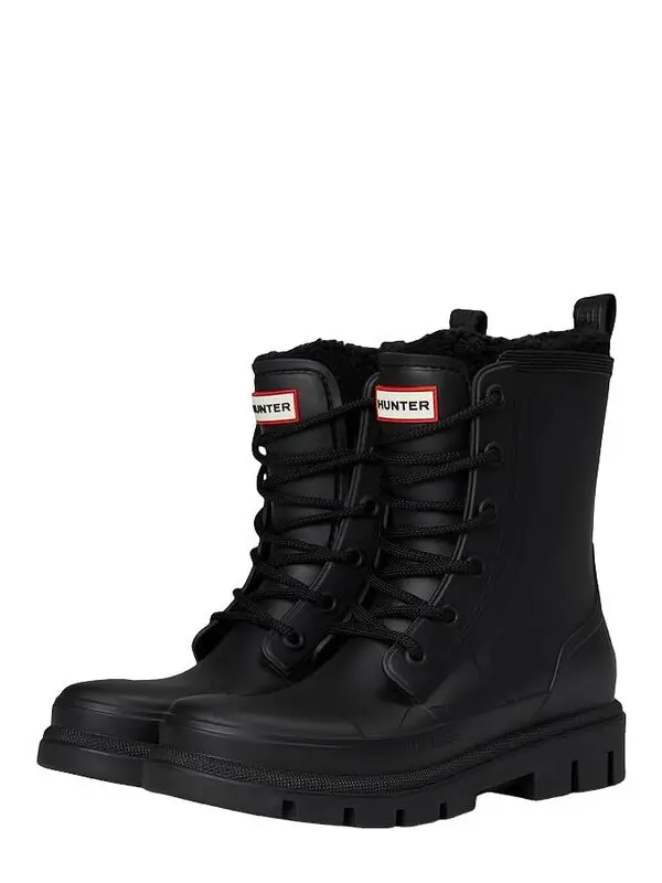 Hunter Lace-up Mid Calf Waterproof Boots - Black