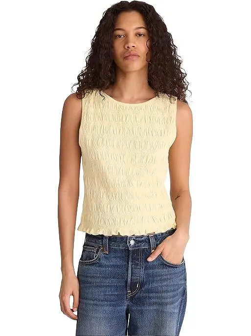 Madewell Smocked Boatneck Tank - Yellow