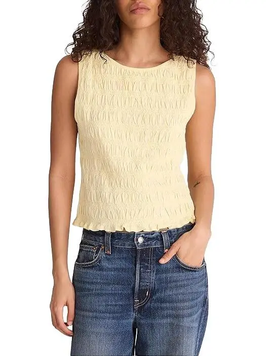 Madewell Smocked Boatneck Tank - Yellow
