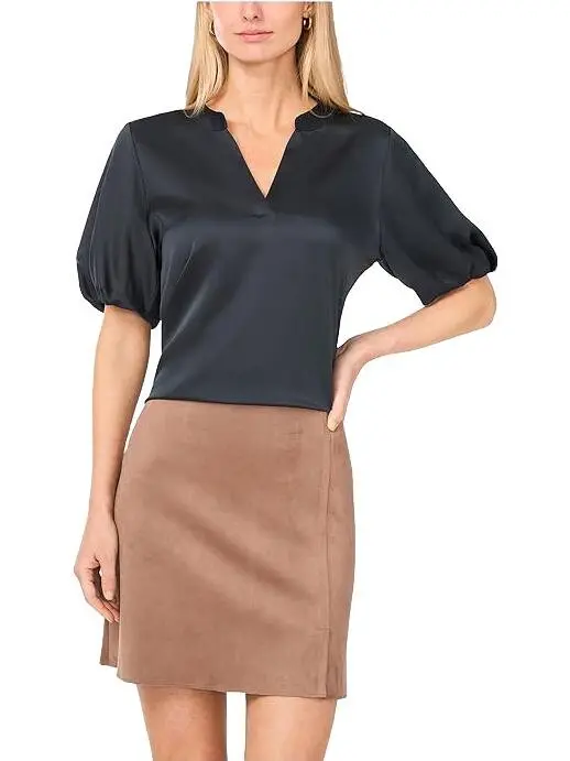 Vince Camuto V-front Puff Sleeve Blouse - Green
